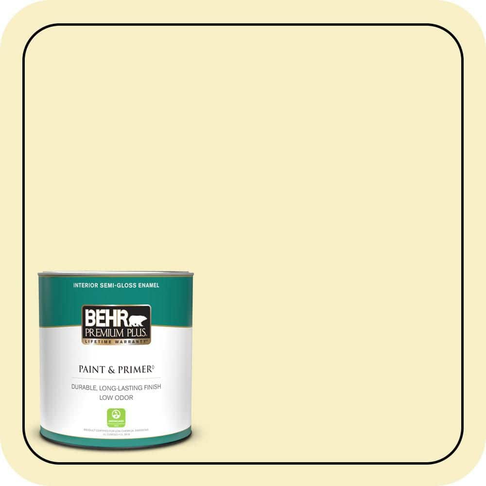 BEHR PREMIUM PLUS 1 qt. #400A-1 Candlelight Yellow Semi-Gloss Enamel ...