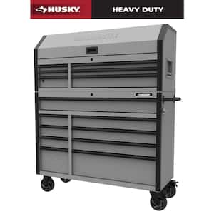 Husky Tool Storage 52 in. W Heavy Duty Matte Gray Tool Chest Combo ...