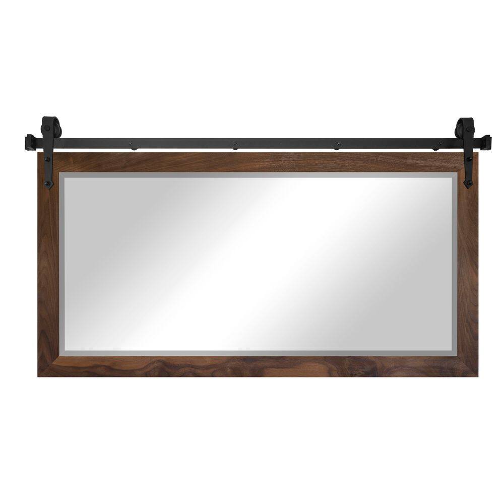 Rayne Mirrors (66 in. W x 32 in. H) Walnut Hardwood Beveled Mirror With ...