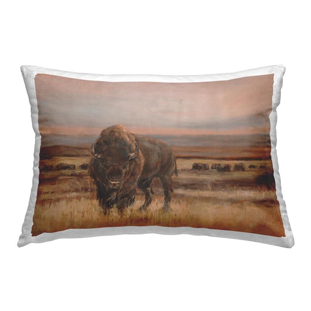 Stupell Industries Southwestern Bison Landscape Brown Print Polyester ...