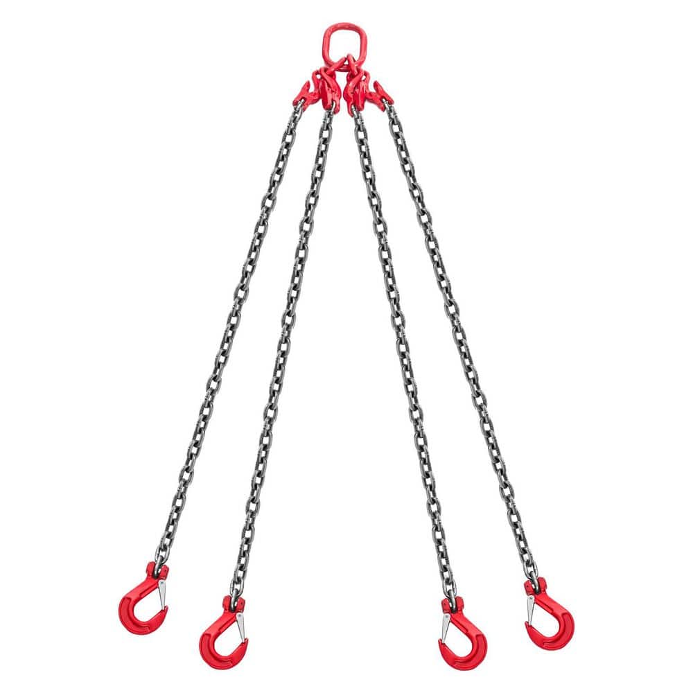 VEVOR Chain Sling, 3/8 in. x 10 ft. Lifting Chains with 4-Leg Grab ...