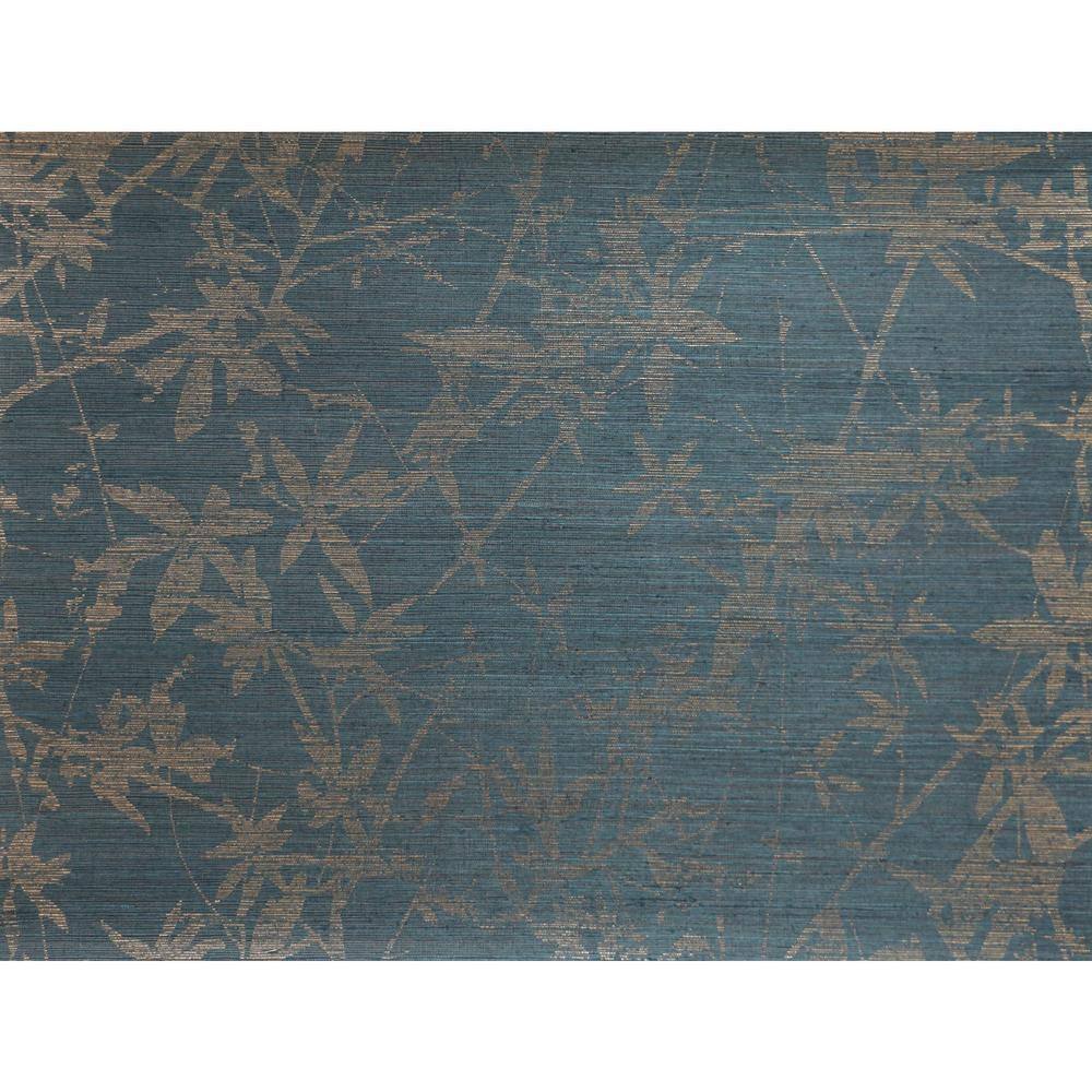 York Wallcoverings Gold and Teal Sylvan Grasscloth Paper Unpasted Matte ...