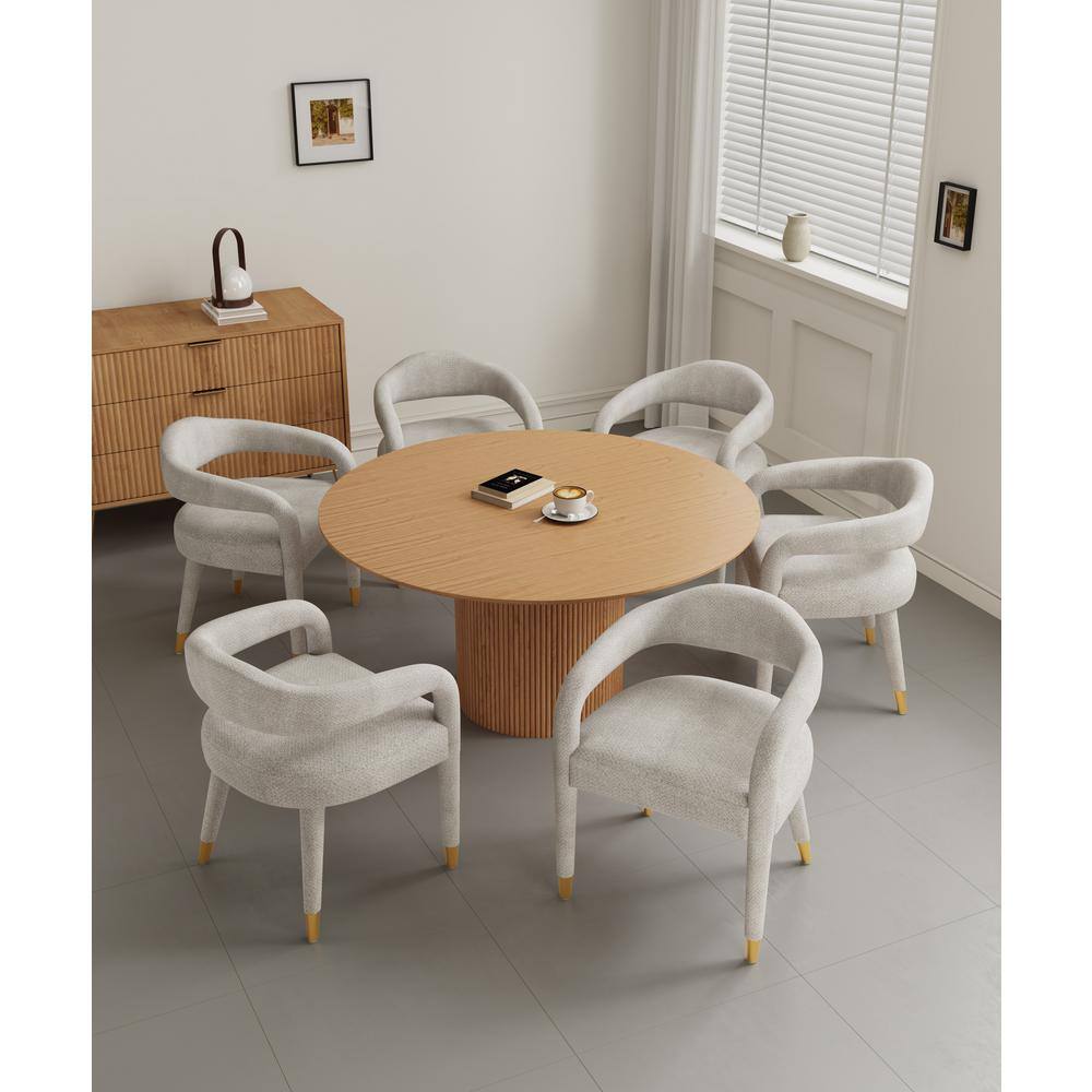 Manhattan Comfort Hathaway and Aspen 7-Piece Round Natural and Silver ...