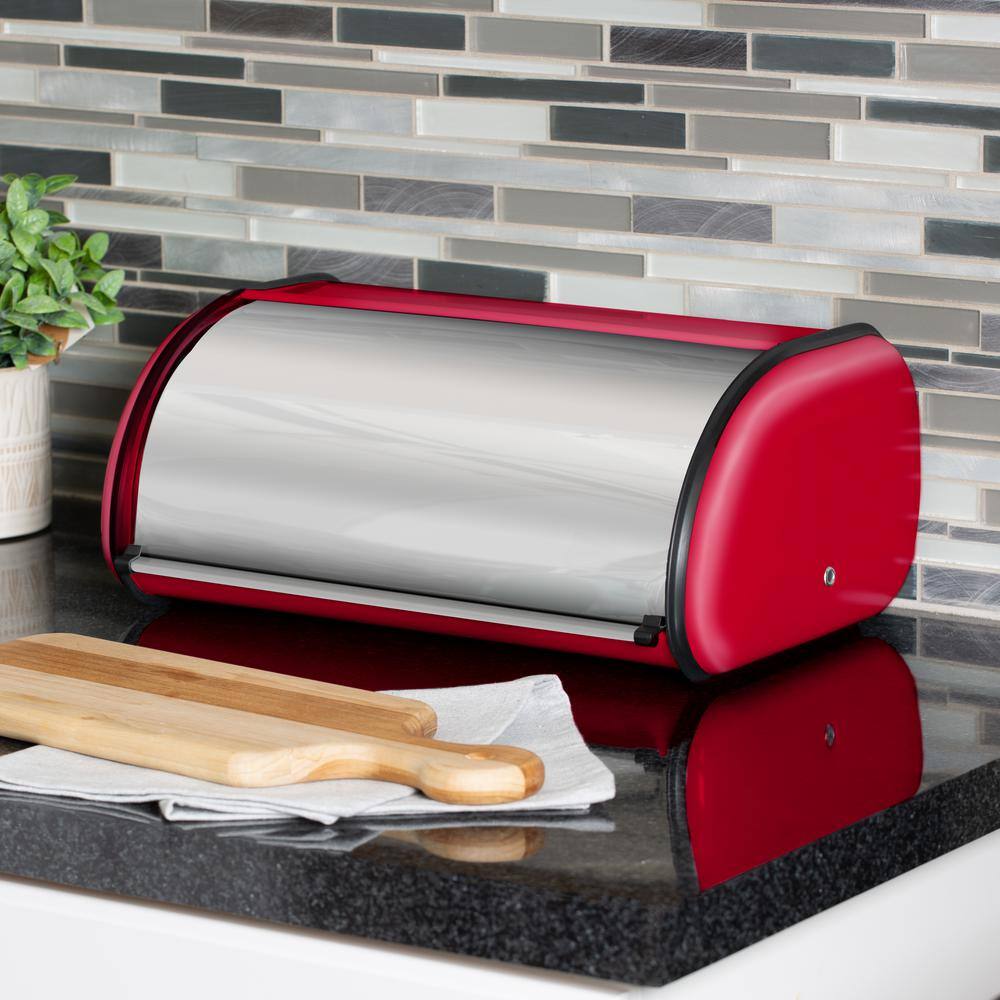 Honey-Can-Do Retro Red Rolltop Bread Box KCH-07674
