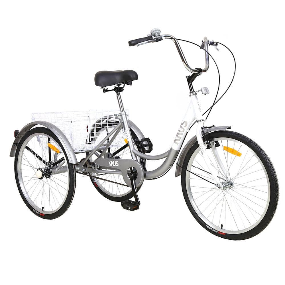 Tunearary 26 in. Gray Adult Tricycle Large Frame Basket, Unisex ...
