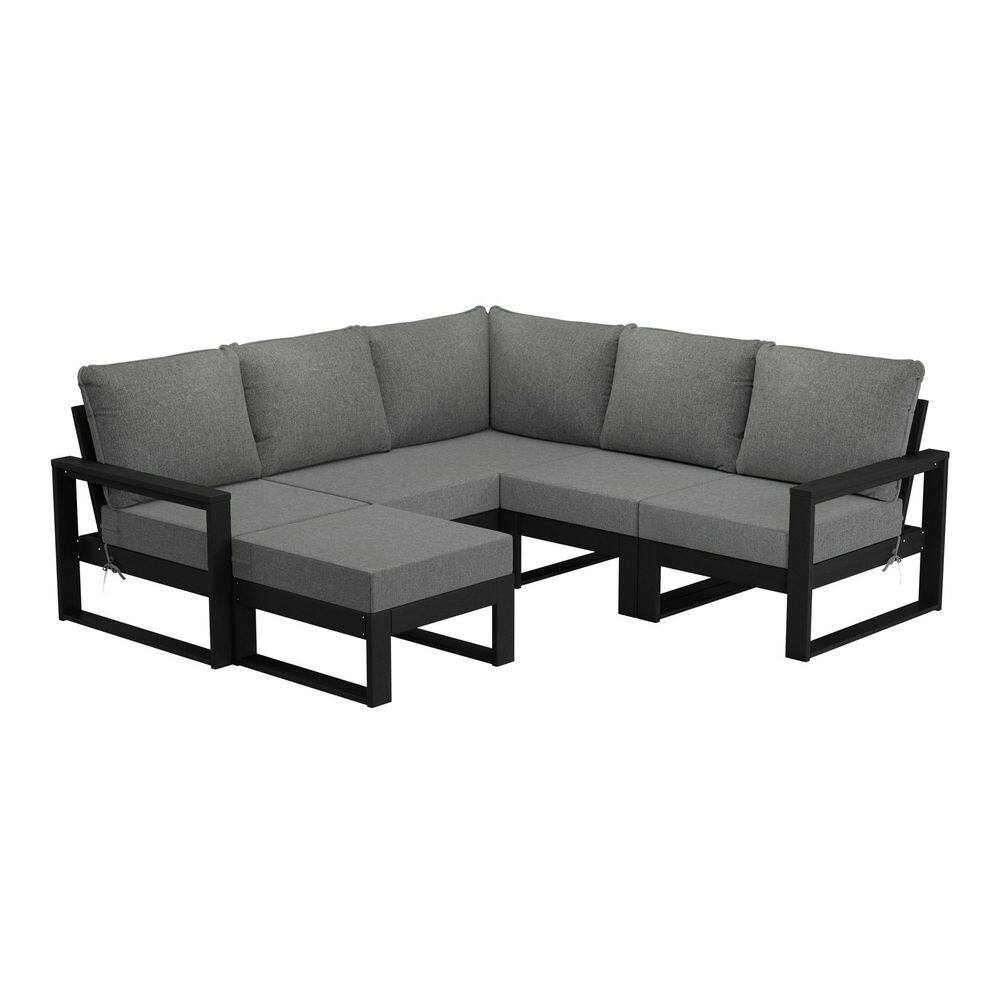 WESTIN OUTDOOR Endless Black Frame 6-Piece HDPE Plastic Outdoor Patio ...