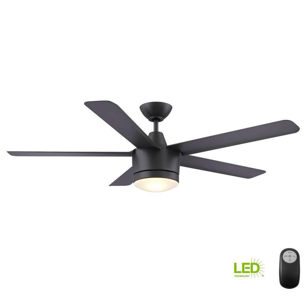 Home Decorators Collection Merwry 52 in. LED Indoor Matte Black Ceiling ...