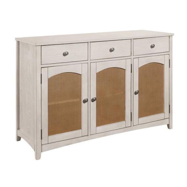 Benjara White and Brown Wood Top 54 in. Sideboard with Adjustable ...