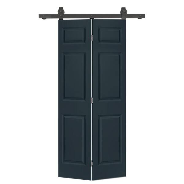 CALHOME 30 in. x 84 in. 6-Panel Char Gray Painted MDF Hollow Core ...