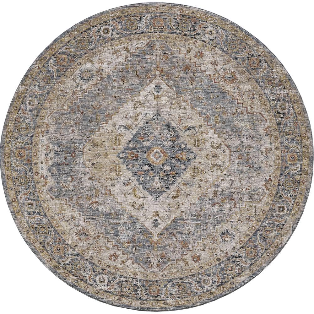 MILLERTON HOME Ivy Blue 8 ft. Round Boho Moroccan Area Rug ...