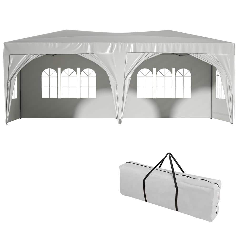 Sudzendf 10 ft. x 20 ft. White Outdoor Portable Party Folding Tent Pop ...