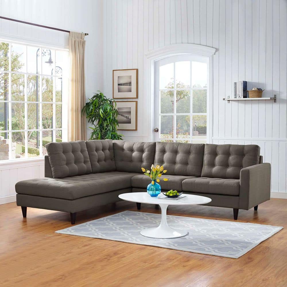 MODWAY Empress 101 in. Mid-Century Modern Upholstered Polyester Fabric ...