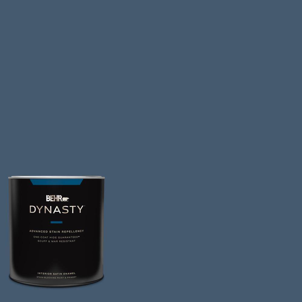 BEHR DYNASTY 1 qt. #S500-7 Infinite Deep Sea One-Coat Hide Satin Enamel ...