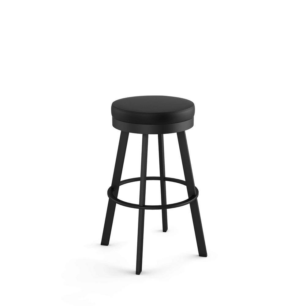 Amisco Swice 26.25 in. Black Faux Leather/Black Metal Counter Stool ...