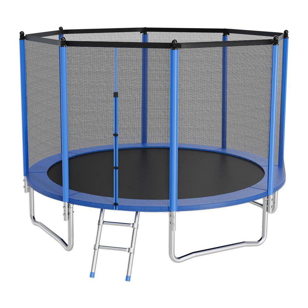 SKYSHALO Outdoor 14 ft. Round Trampoline with Enclosure Net, ASTM ...