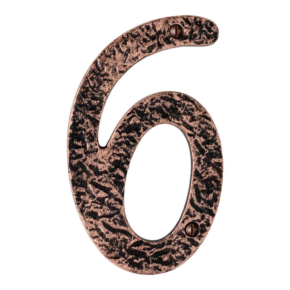 Mascot Hardware Hammered 6 in. Antique Copper House Number 6 HN1-6 ...