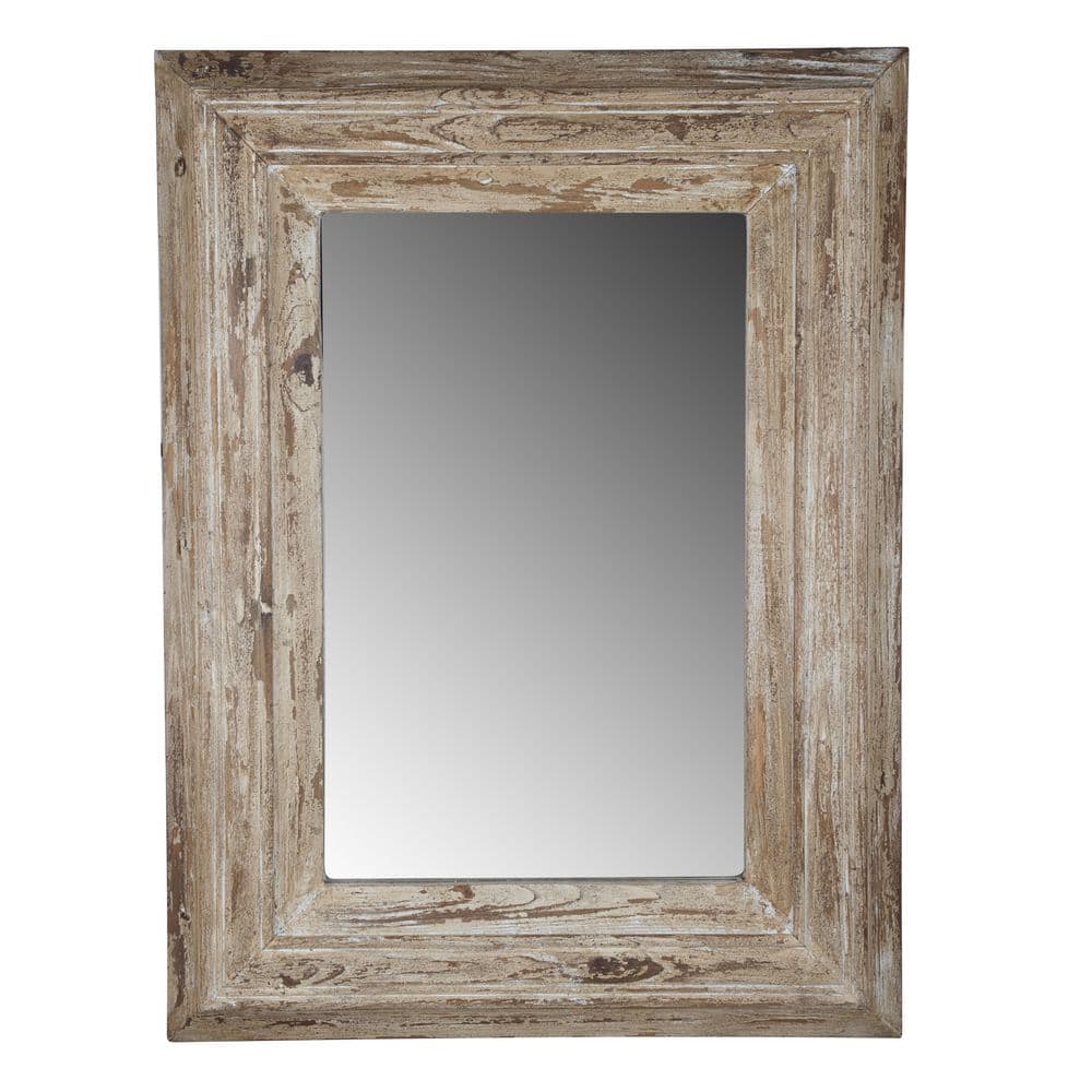 Farmhouse Brown 29.7 in W x 39.4 in. H Rectangle Wood Framed Mirror ...