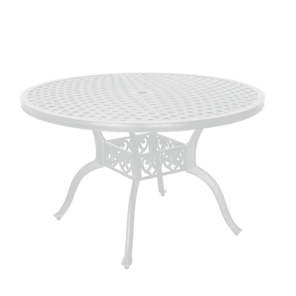Clihome 47 in. Cast Aluminum Patio Round Dining Table with Umbrella ...