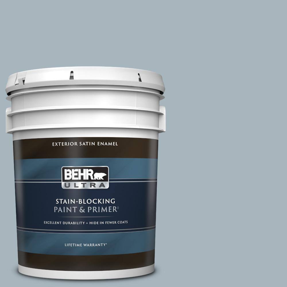 BEHR ULTRA 5 gal. #N480-3 Shadow Blue Satin Enamel Exterior Paint ...