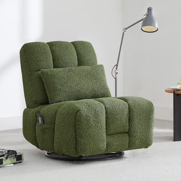 Spruce & Spring Ignatius Green Fabric Swivel Rocker Power Recliner ...