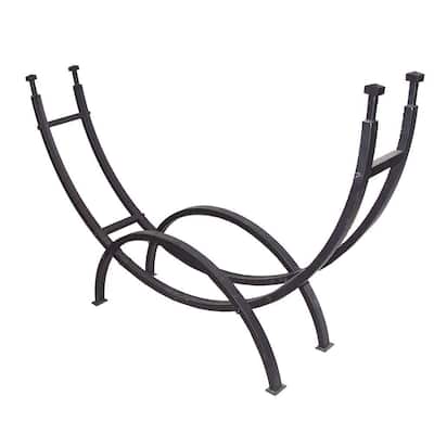 UniFlame Black Wrought Iron 40 in. H Hoop Style Firewood Rack with ...