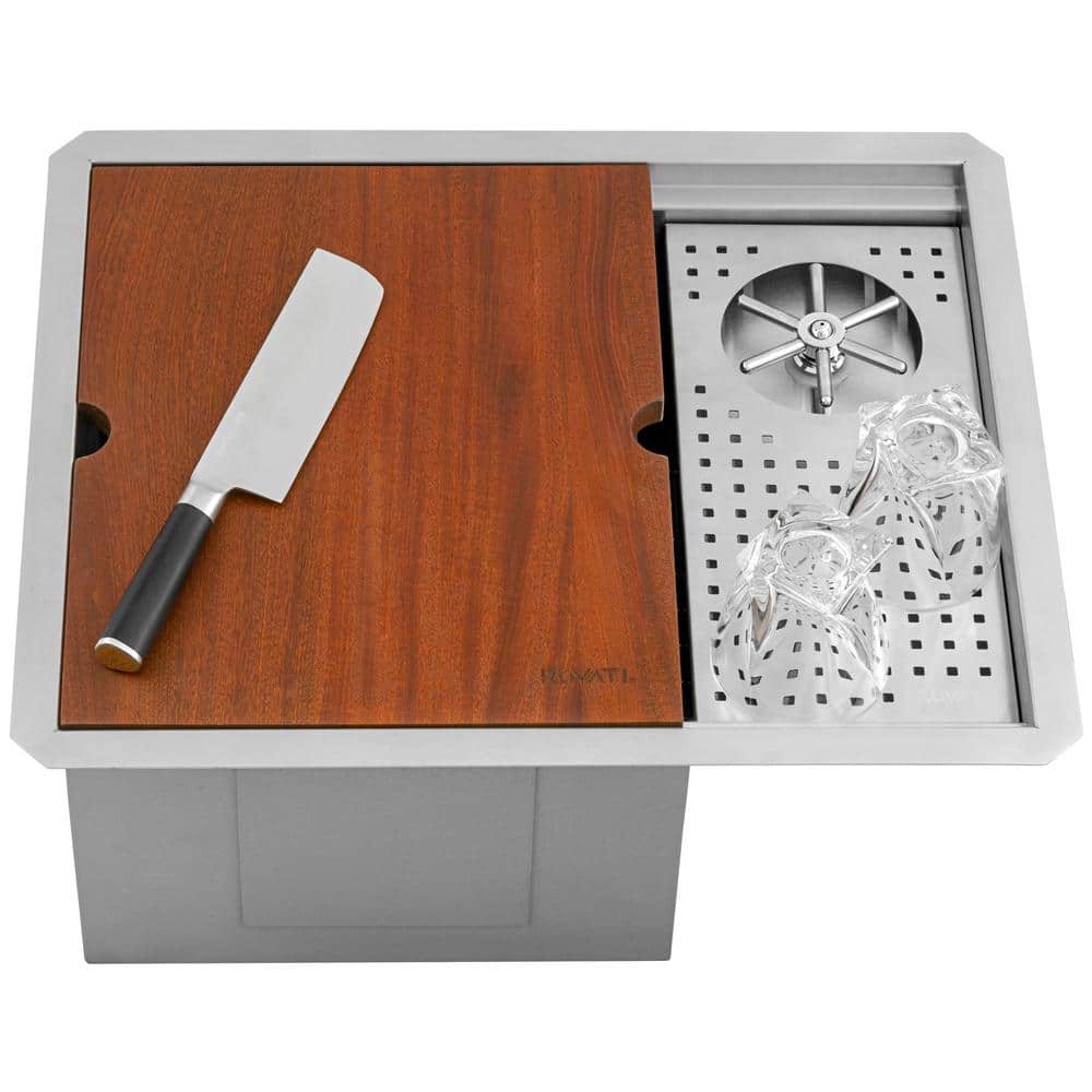 Ruvati Ibiza 22 in. Undermount Single Bowl 16-Gauge Stainless Steel ...