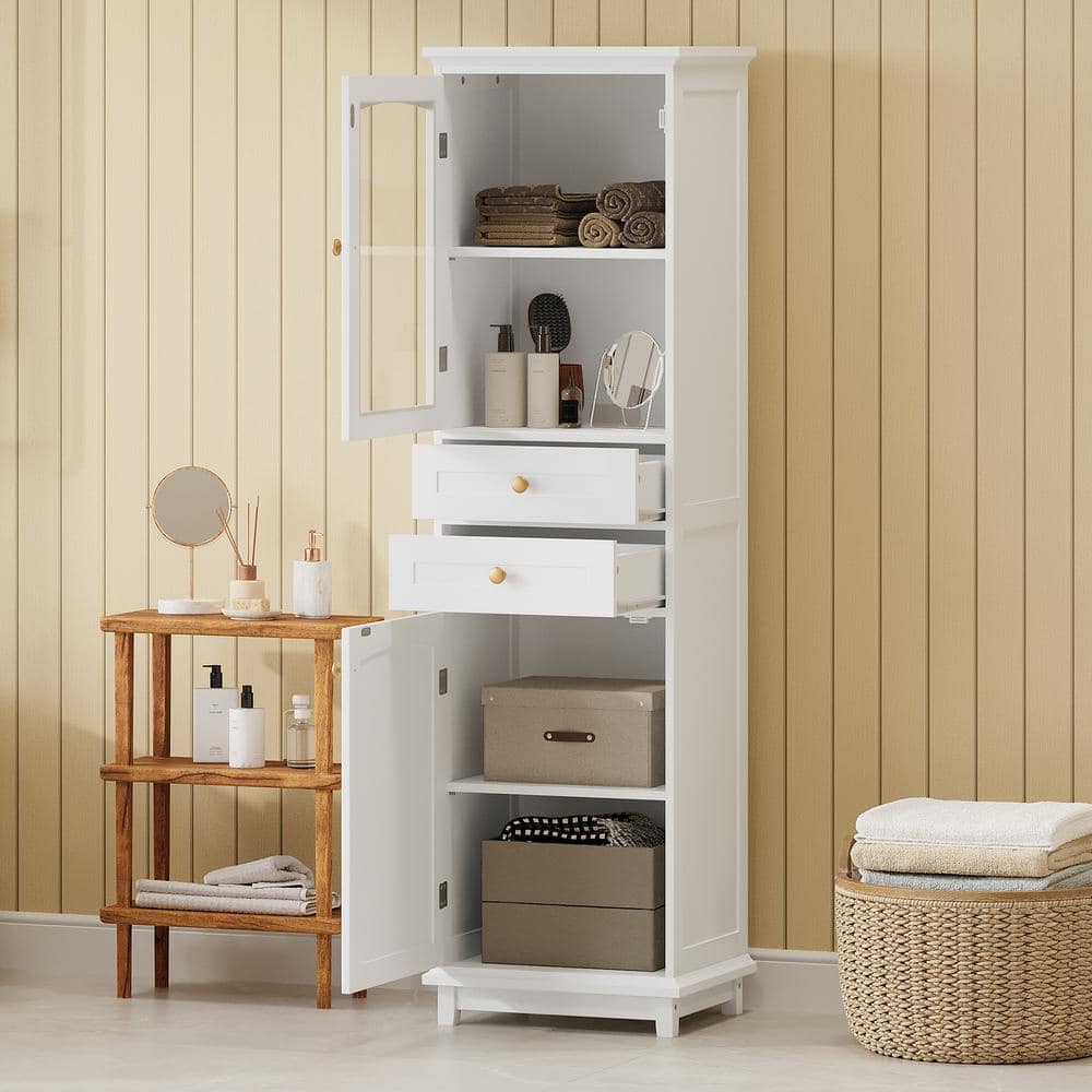Tenleaf 17.76 in. W x 14.21in. D x 62.99 in. H White MDF Freestanding ...