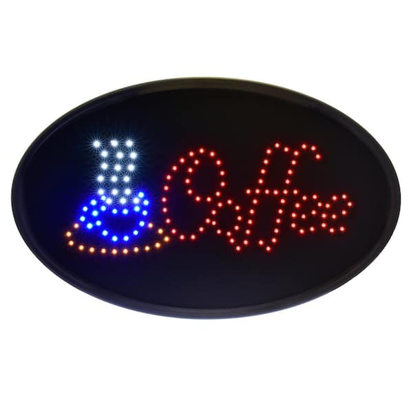 Alpine Industries 19 in. x 10 in. LED Oval Coffee Sign (2-Pack) 497-06 ...