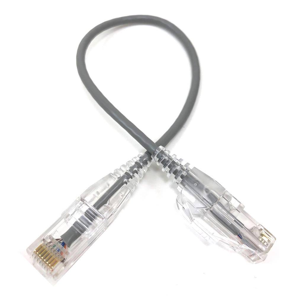 Micro Connectors, Inc 1 ft. 28 AWG Ultra Slim CAT 6-Patch Cables, Gray ...