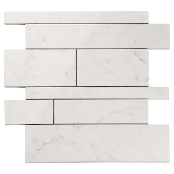 Ivy Hill Tile Saroshi Carrara Giola 4 in. x 0.33 in. Polished Porcelain ...