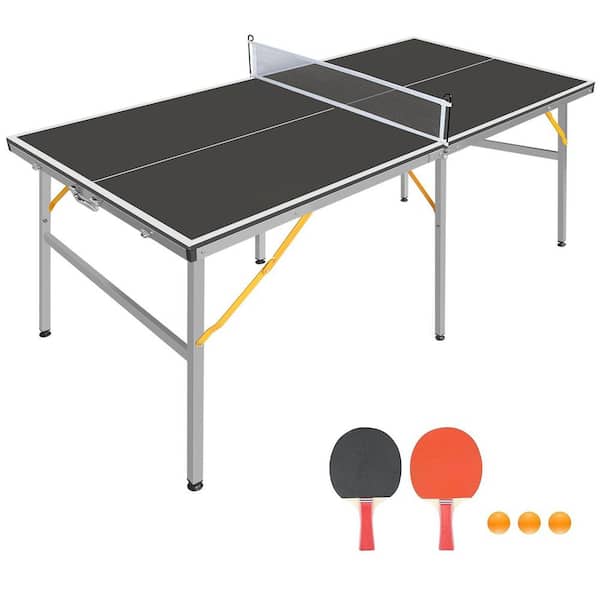 6FT Foldable Ping Pong Table Set, Portable Table Tennis Table with Net ...