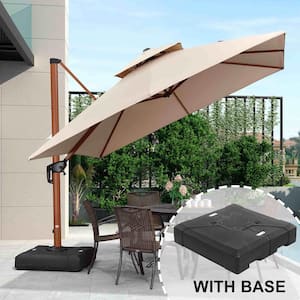 PURPLE LEAF 12 ft. Square WindProof High-Quality Wood Pattern Aluminum ...