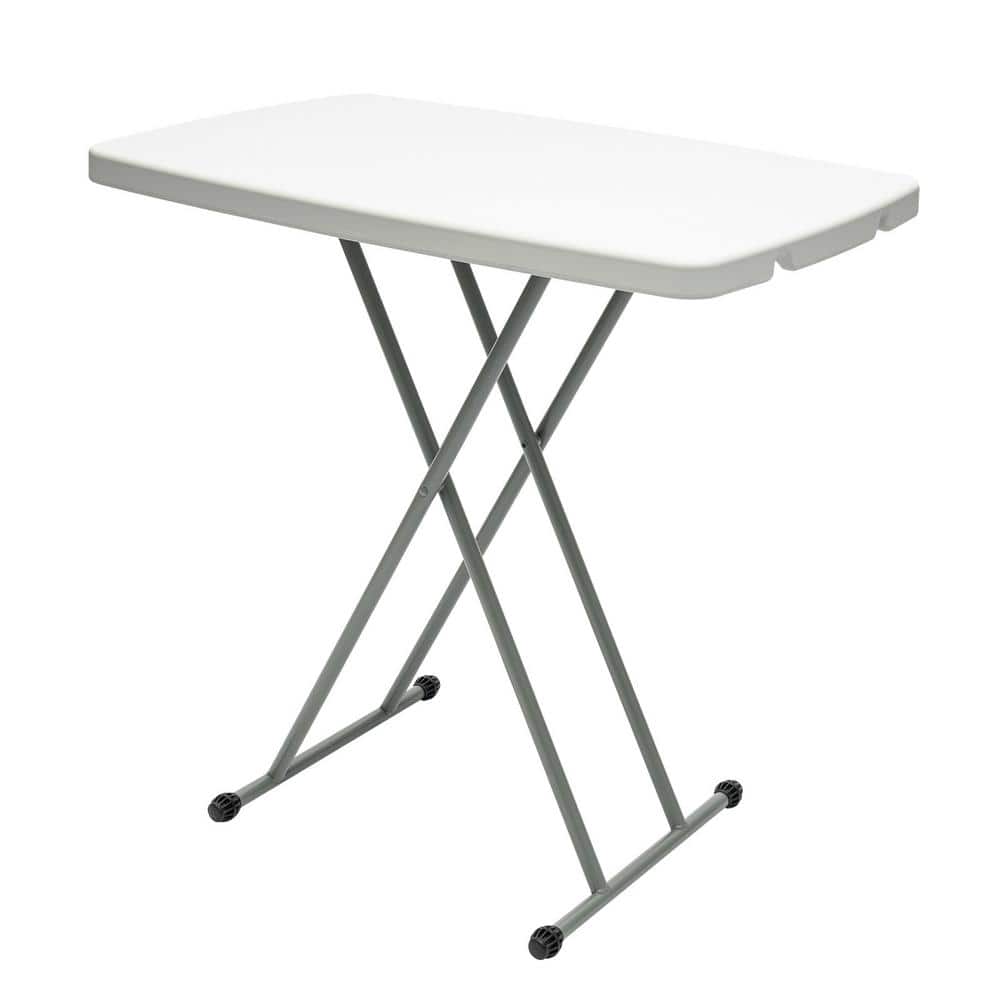 YIYIBYUS 30.3 in. White Plastic Adjustable Height Liftable Folding ...