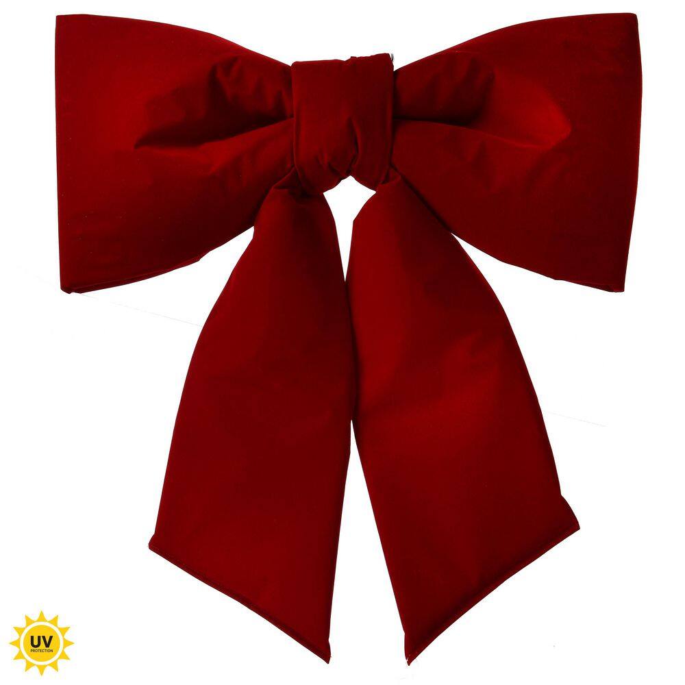 Regency International 24 in. Red Outdoor Padded Velvet Holiday Bow Tree ...