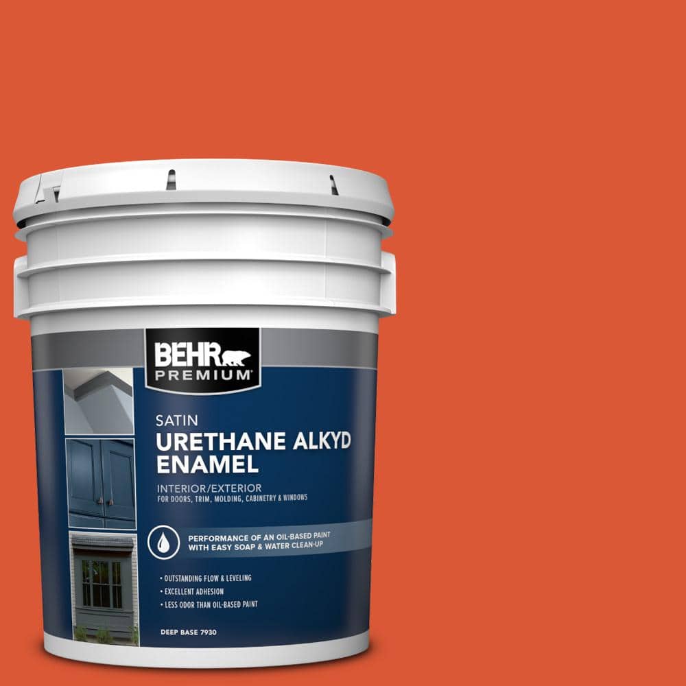 BEHR PREMIUM 5 gal. #P190-7 Inferno Urethane Alkyd Satin Enamel ...