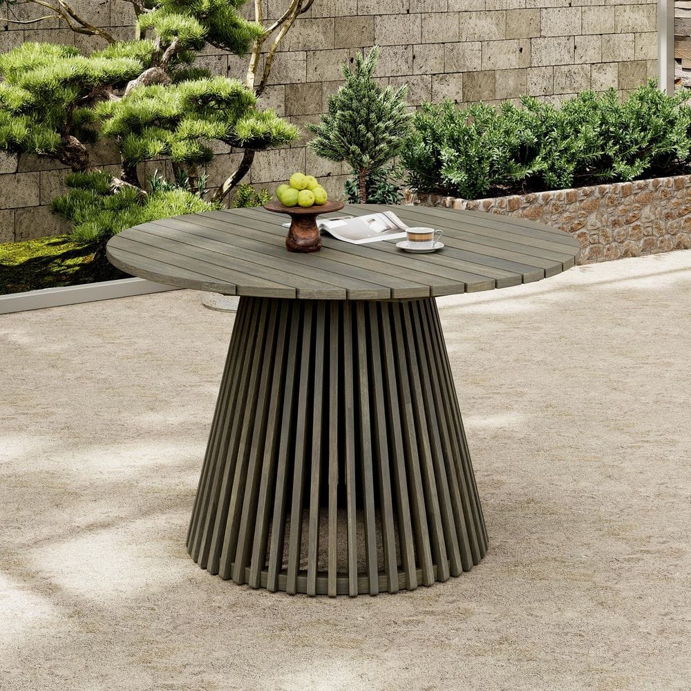 Outdoor Acacia Wood Patio Dining Table, 47.25 in. extra-large round ...