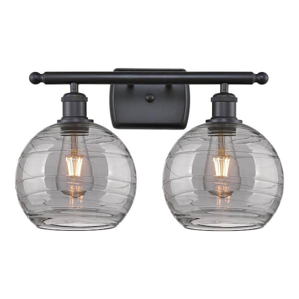 Innovations Athens Deco Swirl 18 in. 2-Light Matte Black Vanity Light ...