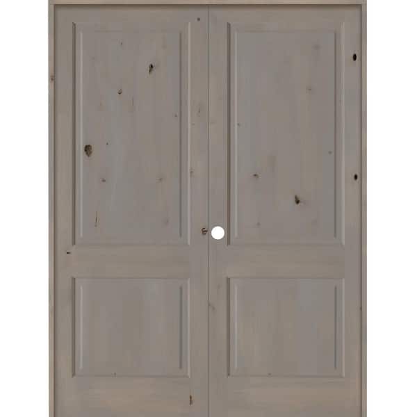 Krosswood Doors 72 in. x 96 in. Rustic Knotty Alder 2-Panel Square Top ...