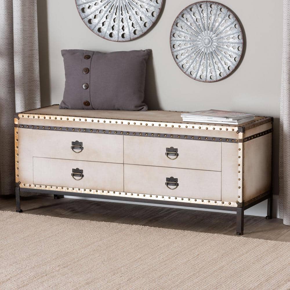 Baxton Studio Heaton Beige Canvas 4-Drawer Storage Bench 253-14074-HD ...