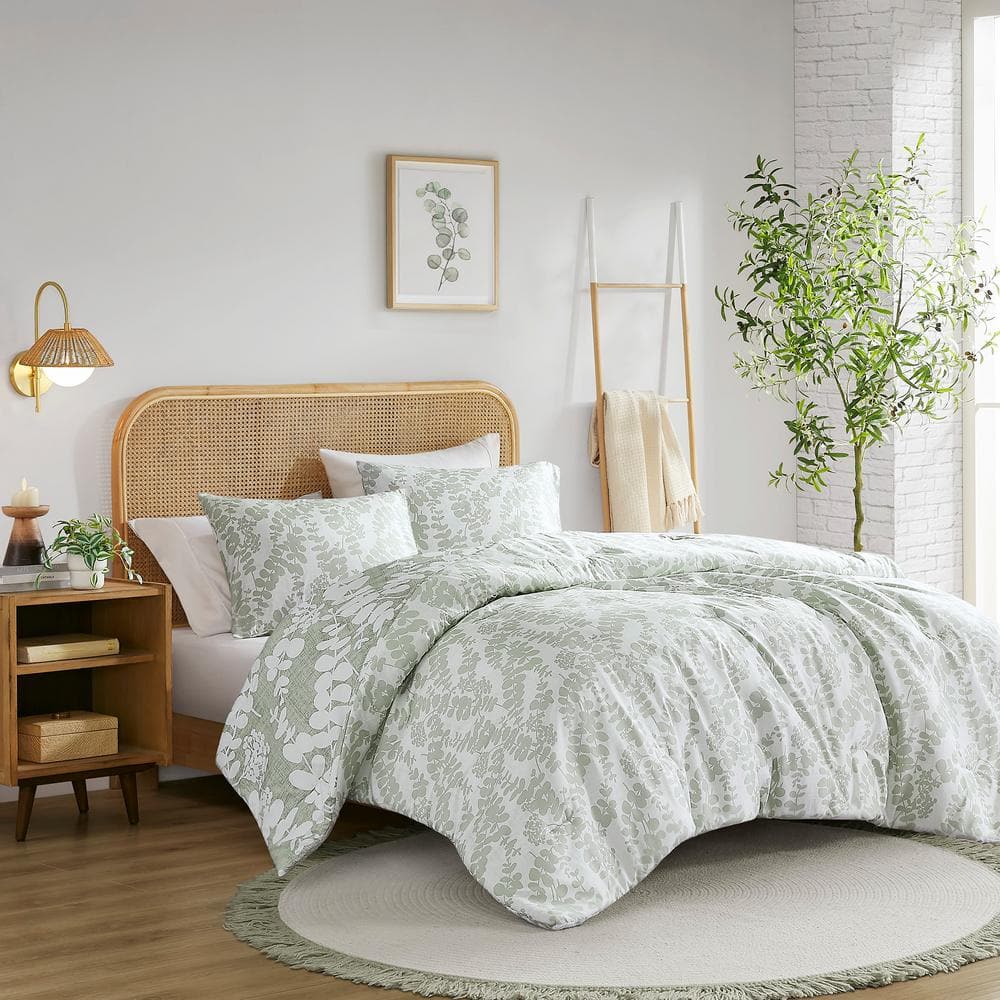 510 Design Aria 3-Piece Sage Green Floral Microfiber Full/Queen ...