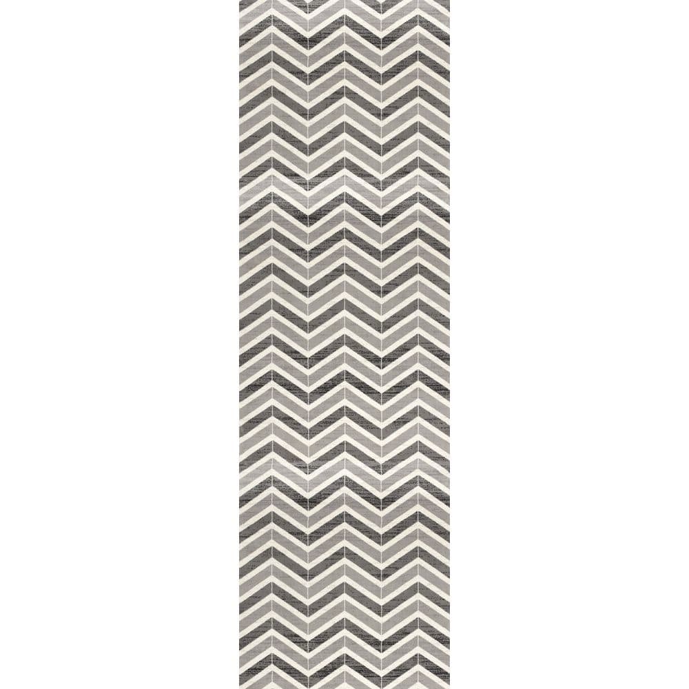 Rug Branch Montage Grey Beige, Wave 2 ft. x 11 ft. Geometric Indoor ...