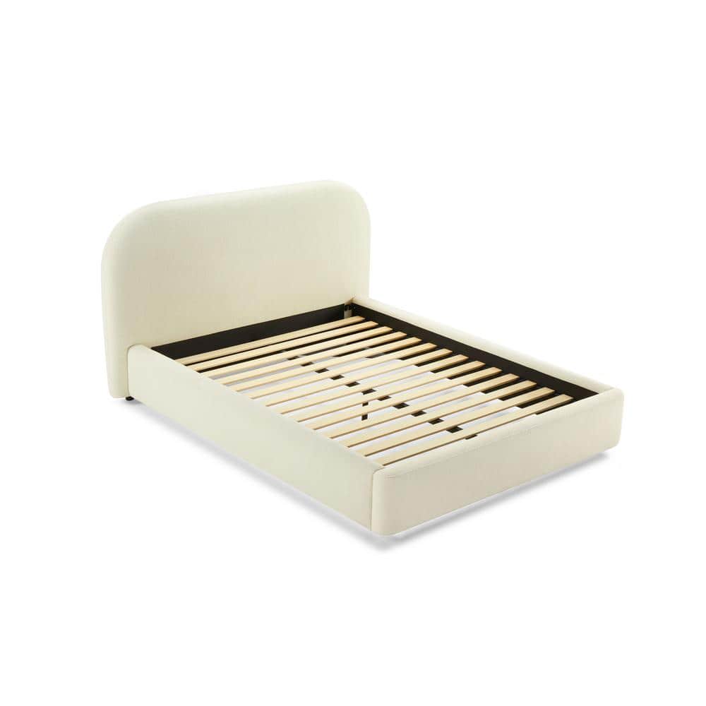 Acme Furniture Arden Beige Wood Frame King Panel Bed with Upholstered ...