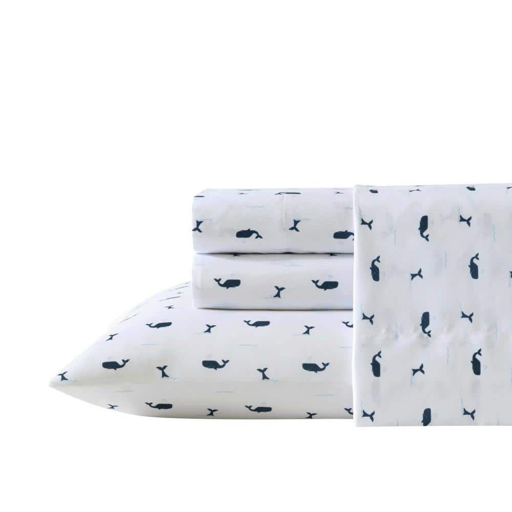 Nautica Caspian Whales 3 Piece Navy Seas Microfiber Twin Xl Sheet Set ...