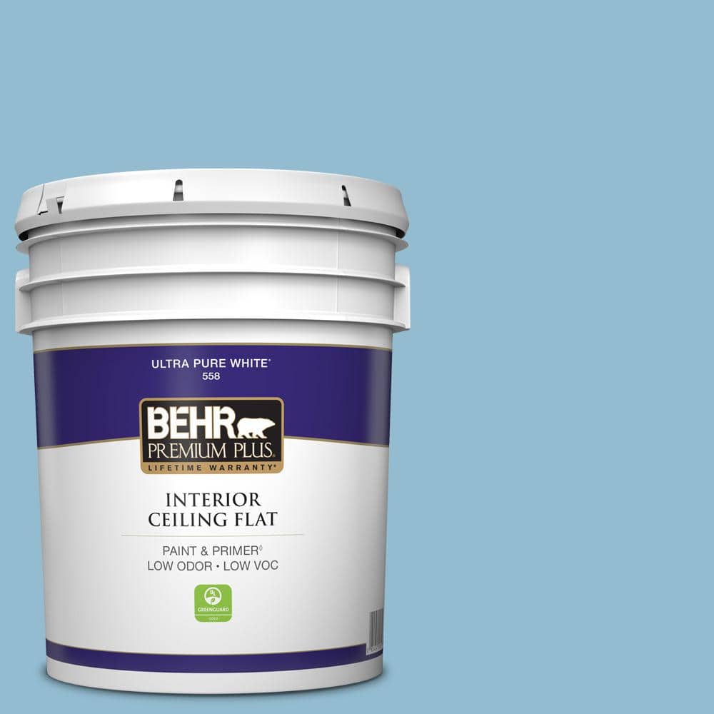 BEHR PREMIUM PLUS 5 gal. #S490-3 Reef Blue Ceiling Flat Interior Paint ...
