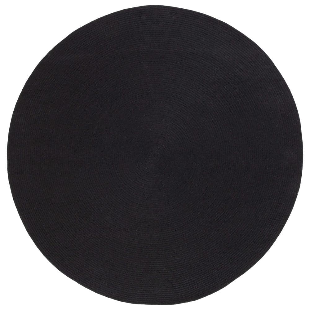 SAFAVIEH Braided Black 6 ft. x 6 ft. Abstract Round Area Rug BRD402Z-6R ...