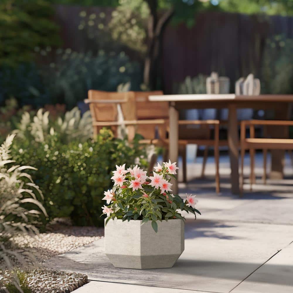 Sapcrete Lightweight 8 in. H Large Light Gray Geometric Concrete Plant ...