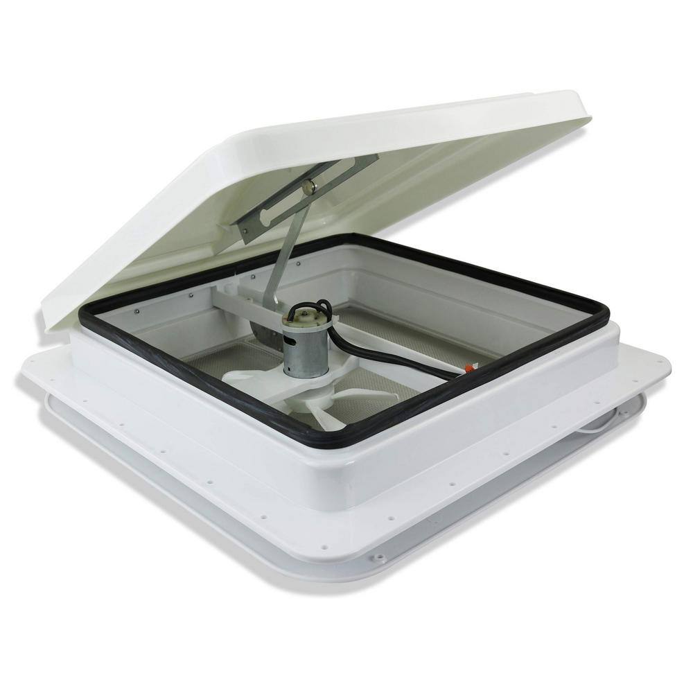Angel Sar 14 in. White Plastic RV Trailer Roof Vent, 12 Volt Ceiling ...