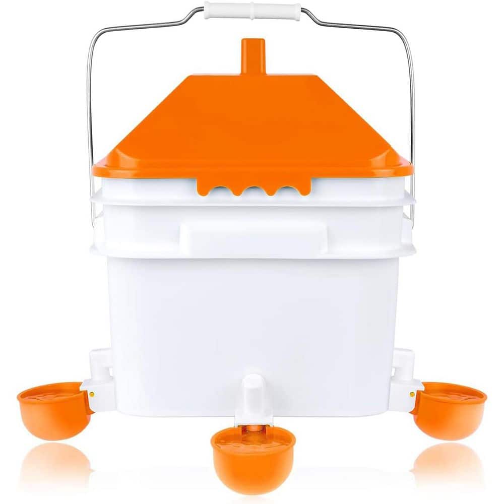 N/A 2 Gal. Hanging Automatic Chicken Waterer with 4 Cups Orange ...