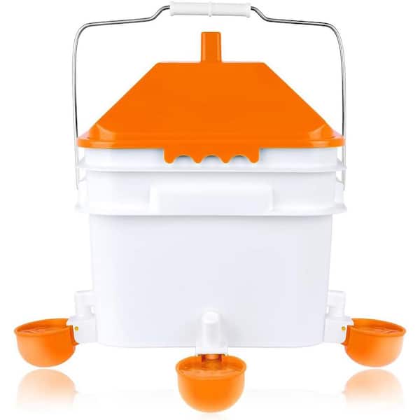 N/A 2 Gal. Hanging Automatic Chicken Waterer with 4 Cups Orange ...