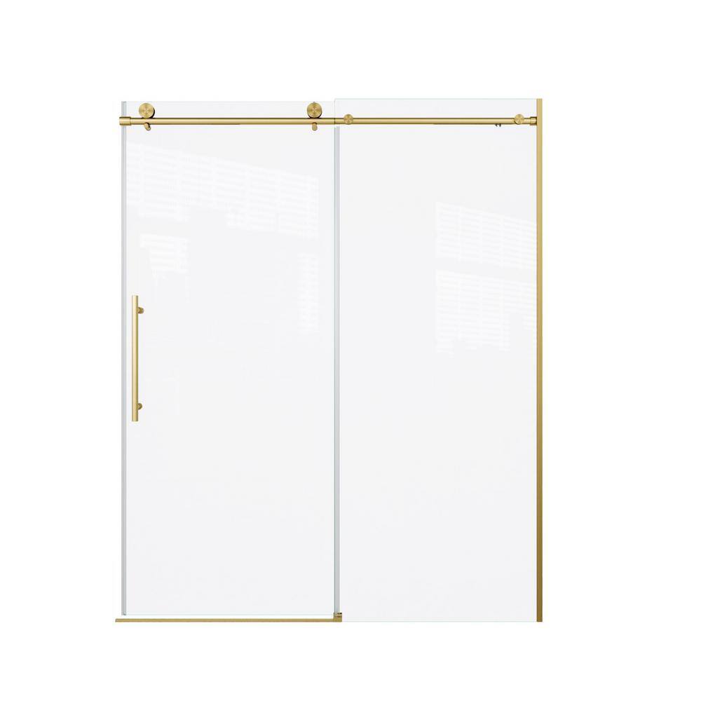 TCYO 60 in. W x 74 in. H Sliding Frameless Shower Door in Brushed Gold ...